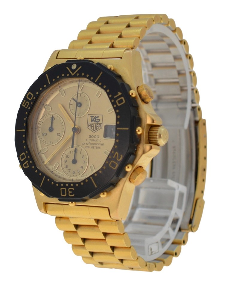 RARE 38mm Tag Heuer Gold Tone 3000 Series Chronograph Automatic Watch ...