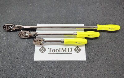 Snap-on Tools USA NEW 3pc HIGH VIS 1/2" Dr. Fixed Flex-Head Ratchet Set ...