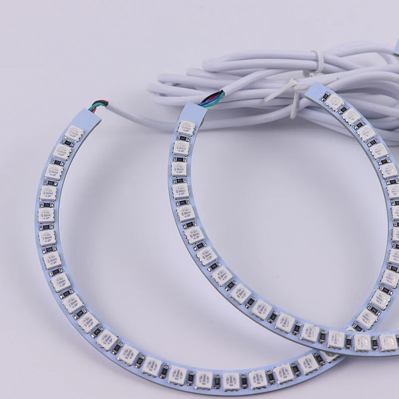 Color: Lavender - Excellent 2pc Rings Angel Eye car Headlight RGB 60/70 ...