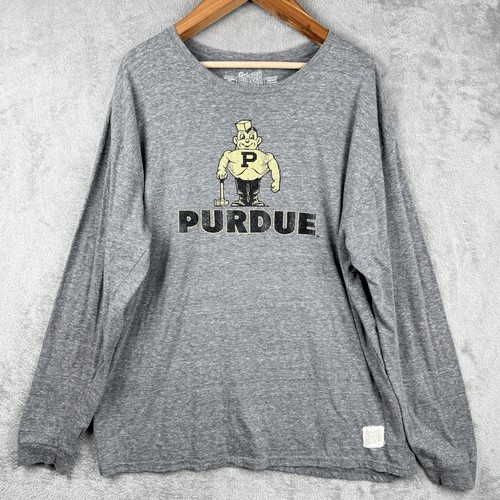 Purdue Boilermakers Retro Brand Long Sleeve Shirt Mens XXL Gray Pete ...