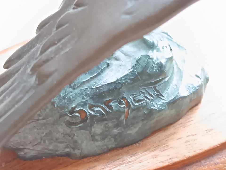 Eagle Hawk Bird of Prey in Flight Bronze Metal Statue Sculpture Signed ...