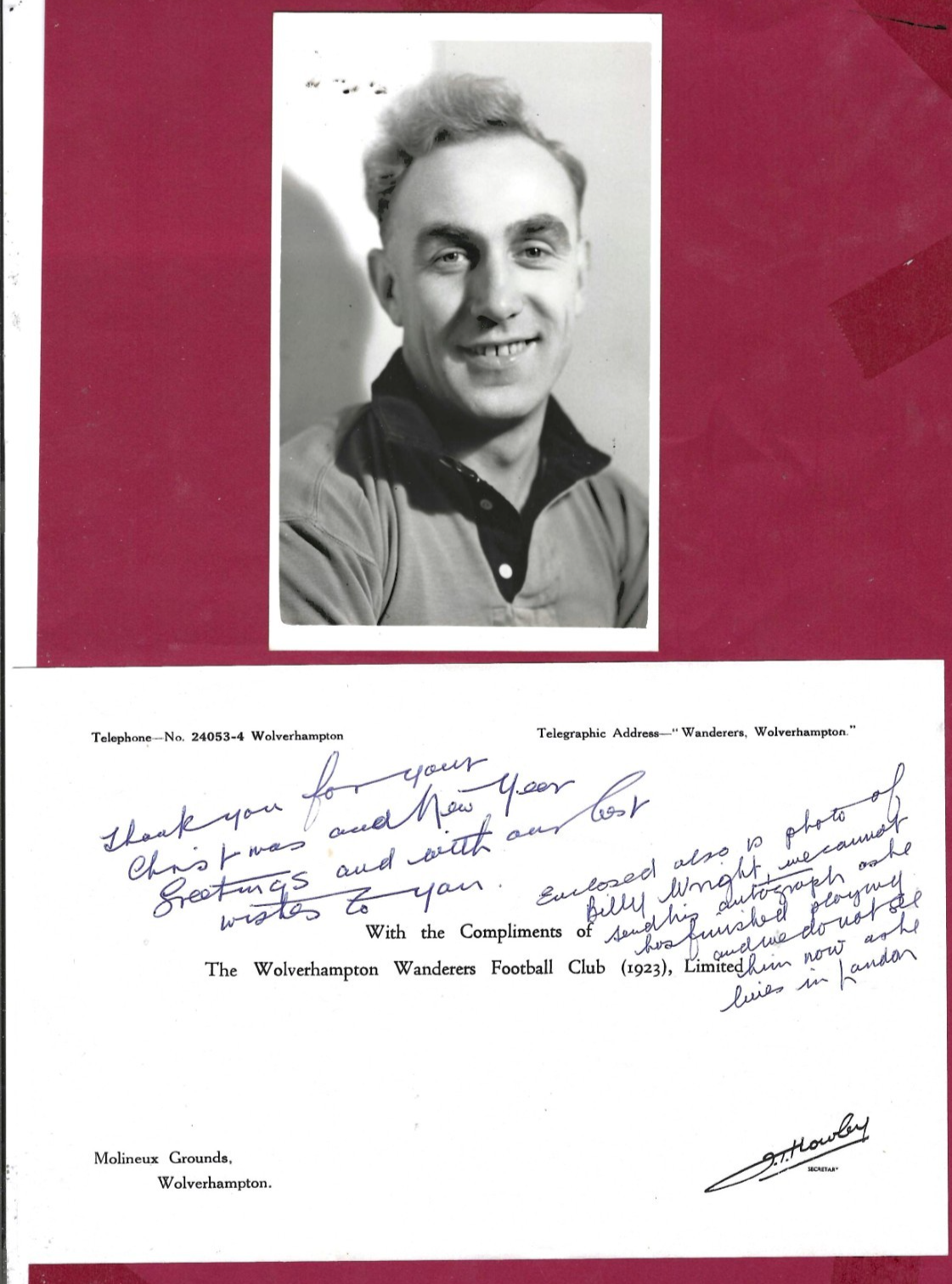 Billy Wright +1994 - England - Fußball - WM Teilnahme 1950 - Fußballer ...