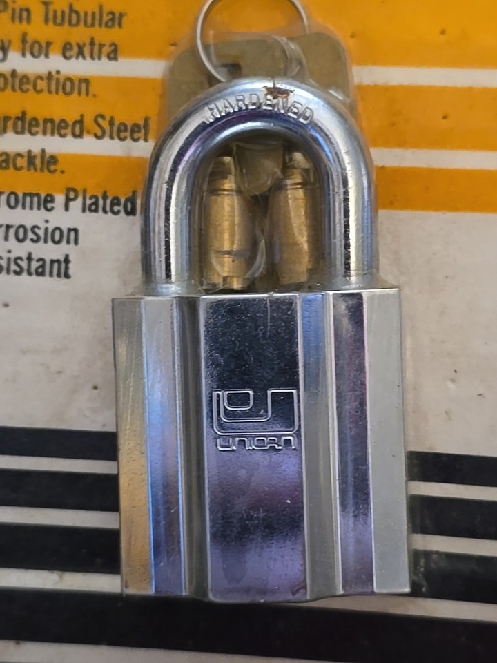 Ilco Unican Maximum Security Padlock 7 Pin Tubular Key Chrome Hardened ...