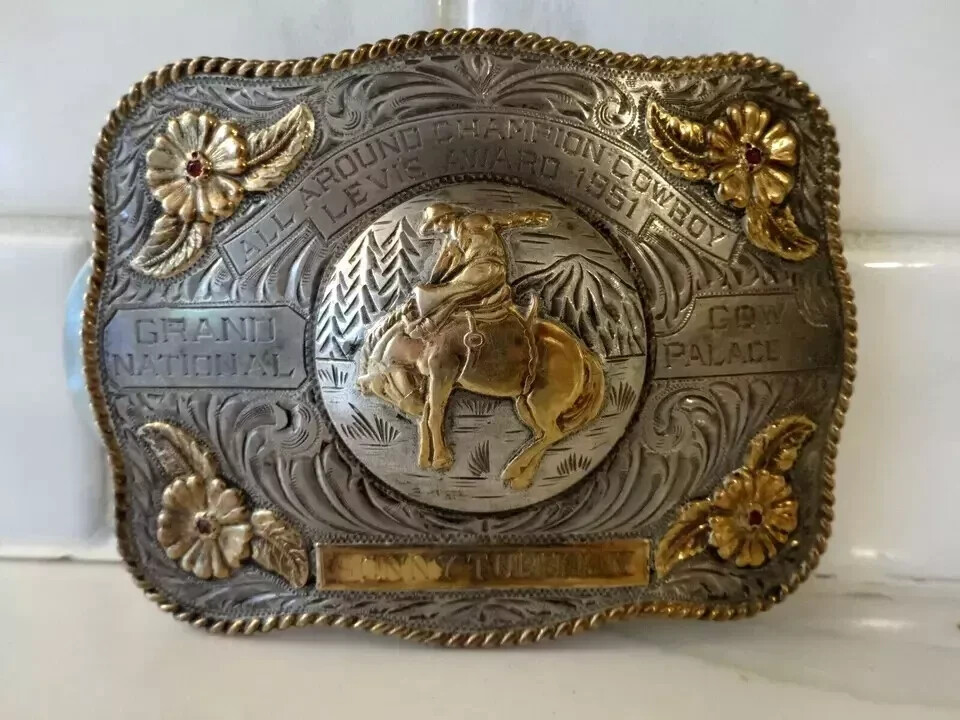 1951 GRAND NATIONAL CHAMPION COWBOY SONNY TUREMAN 10K STERLING RODEO ...