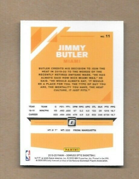 2019-20 Panini Donruss Optic Jimmy Butler Card #11 Miami Heat NM/MT | eBay