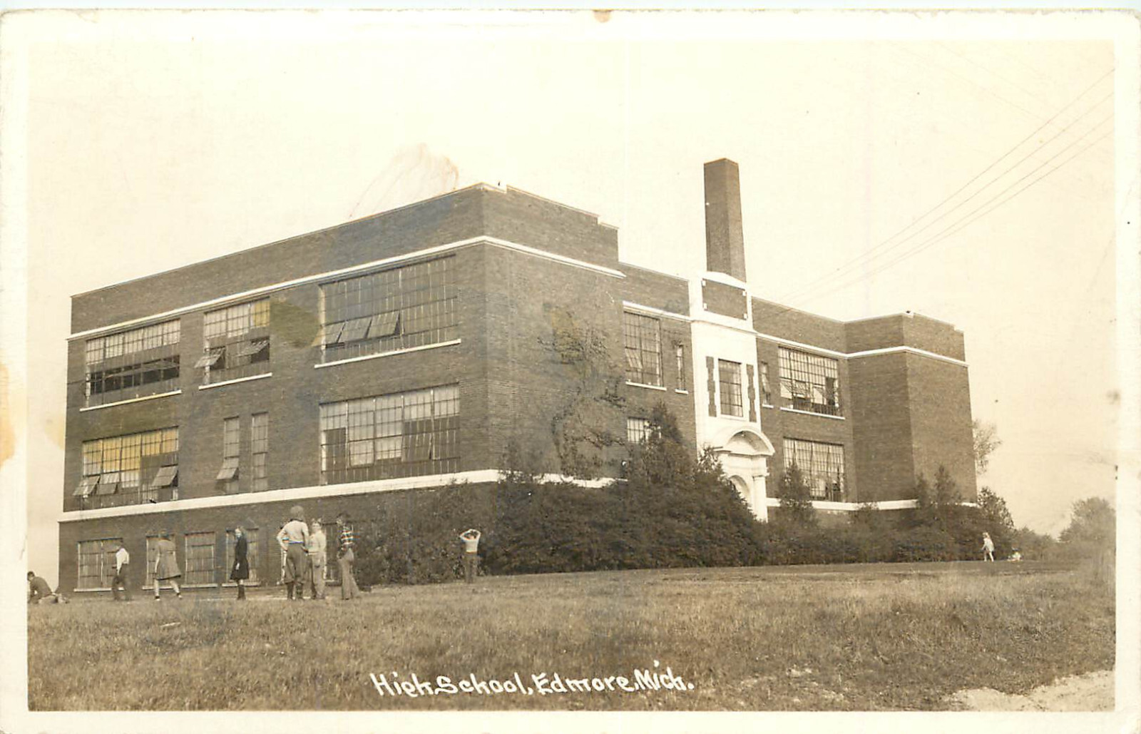 RPPC Postcard Edmore MI High School and Students Montcalm County | eBay