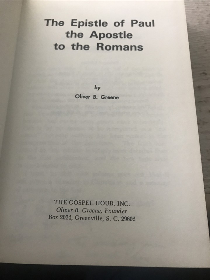 The Epistle Of Paul The Apostle To The Romans By Oliver Greene 1974 Gospel Hour | eBay
