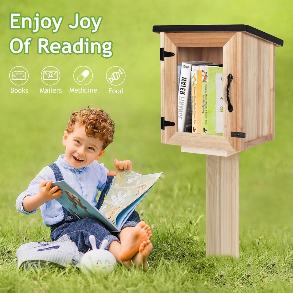 Little Library Box Outdoor Free Library Storage with Shelf for ...
