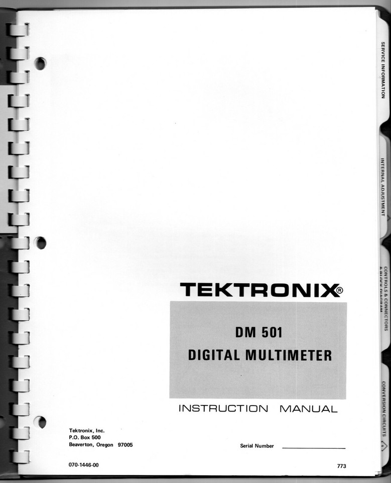 Original Tektronix Instruction Manual for the DM501 Digital Multimeter ...