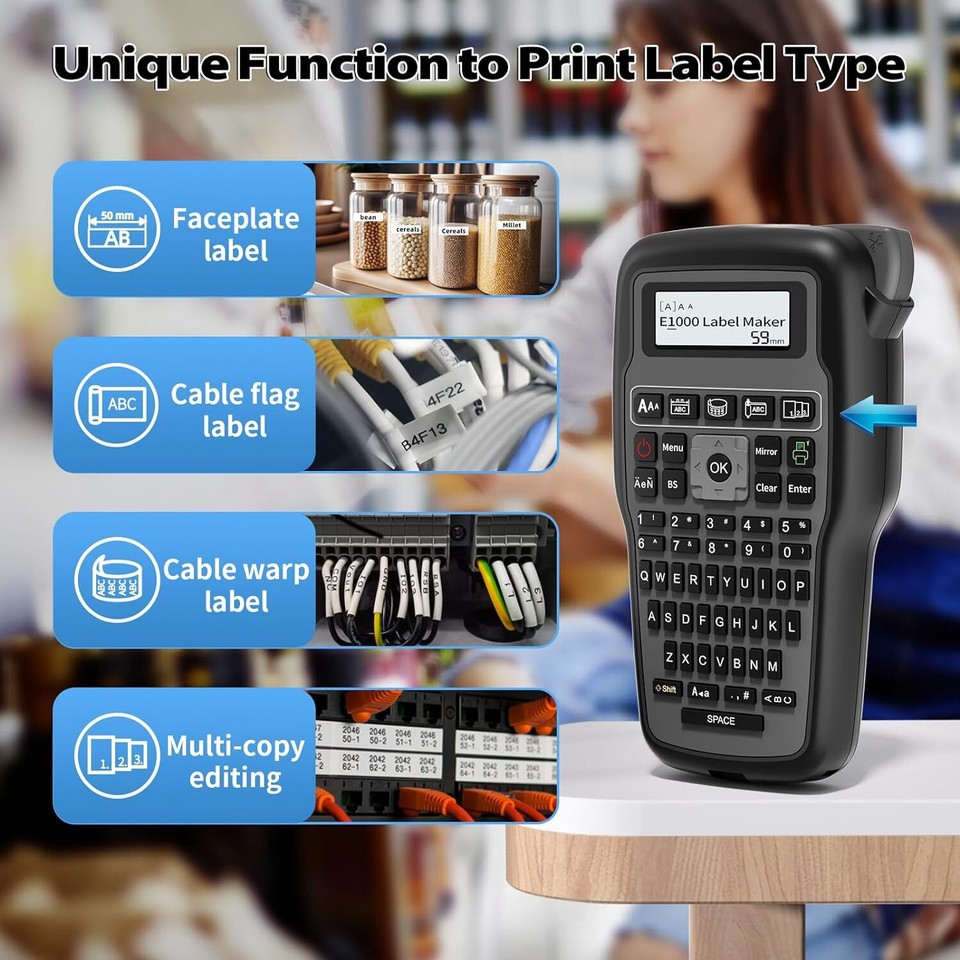 Industrial Label Maker Printer E1000 Label Machine for P-Touch TZe-231 ...