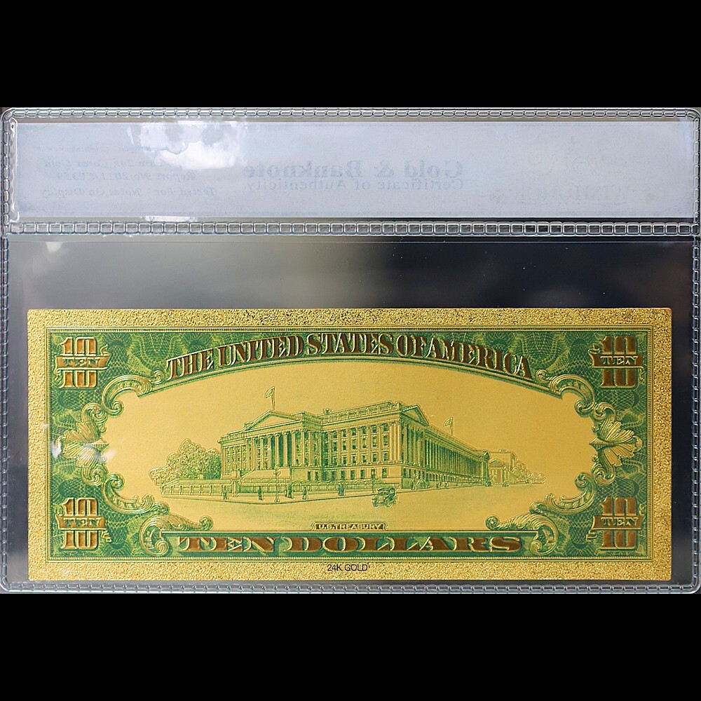 Gold 1928 $10 Ten Dollars Banknote Collectible with Bag & Certificate ...