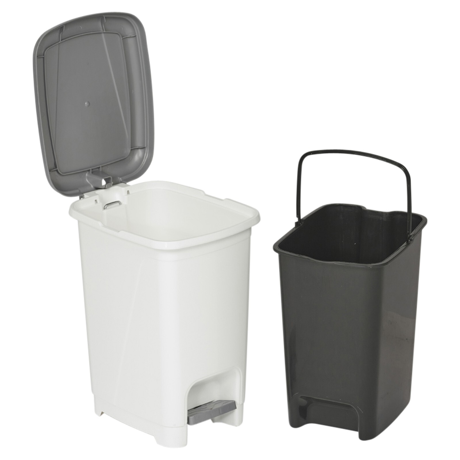 8L/40L Slim Pedal Waste Recycling Bin Can w/ Insert Step On Lid Kitchen ...