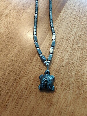 Hemitite stone turtle necklace grey in color | eBay