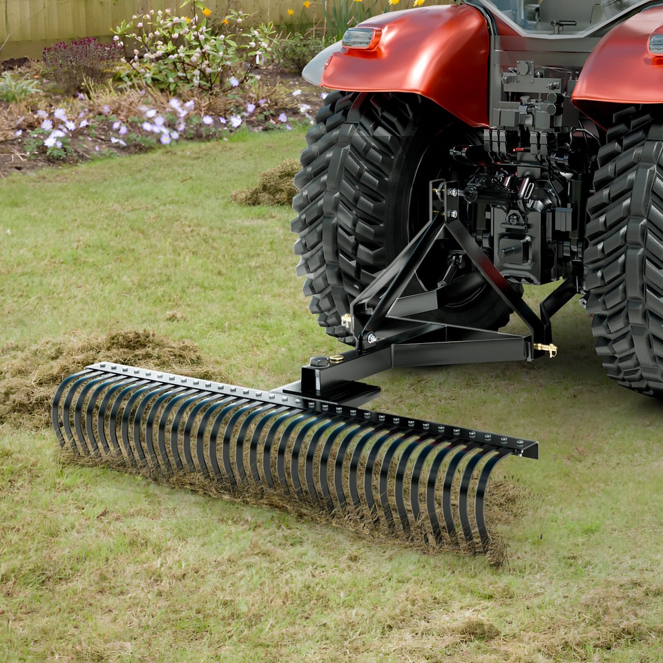 VEVOR Tow Behind Dethatcher 60" 3-Point Lawn Dethatcher Rake with ...