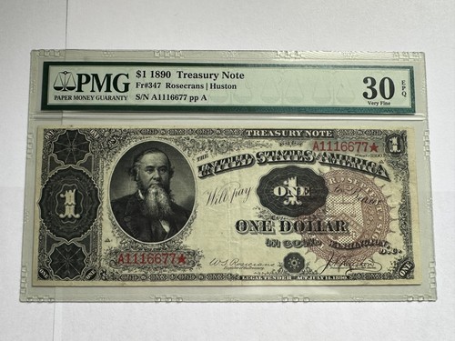 1890 $1 Treasury Note PMG VF30 EPQ FR 347 S/N A1116677 | eBay