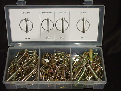 50 Pc Lynch Pin Assortment Snap Spring Ring Trailer Tractor Skidsteer ...