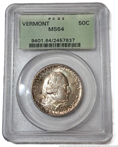 1927 P Vermont Commemorative Half Dollar PCGS MS 64 50C Coin | eBay