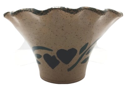 Three Rivers Pottery Bowl with blue hearts and green leaves. Marked. | eBay