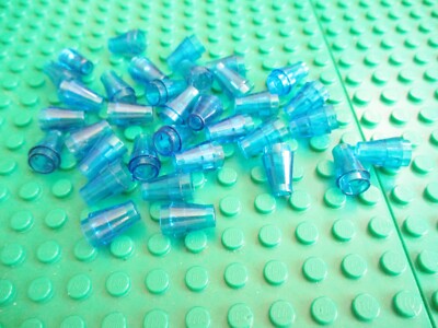 LEGO 32 PIECES TRANS DARK BLUE CONES 1 X 1 WITH OUT TOP GROOVE 4589 | eBay