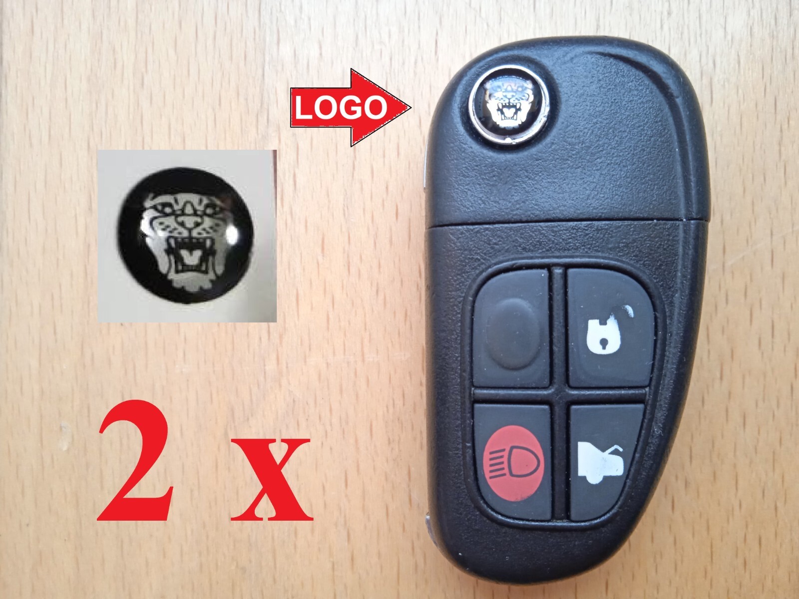 2x LOGO Jaguar 8,5 mm remote key FOB emblem badge X S Type XK XK8 XKR ...