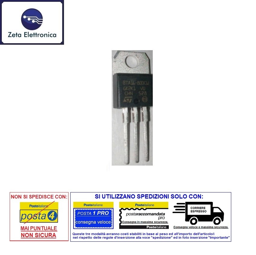 BTA16-800B TRIAC BTA16 800V 16A 35mA THT TO220 SNUBBERLESS BTA16-800 ...