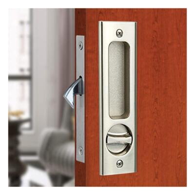 Brushed Silver Pocket Door Lock Privacy Handle with Key 6.3" Barn Door ...