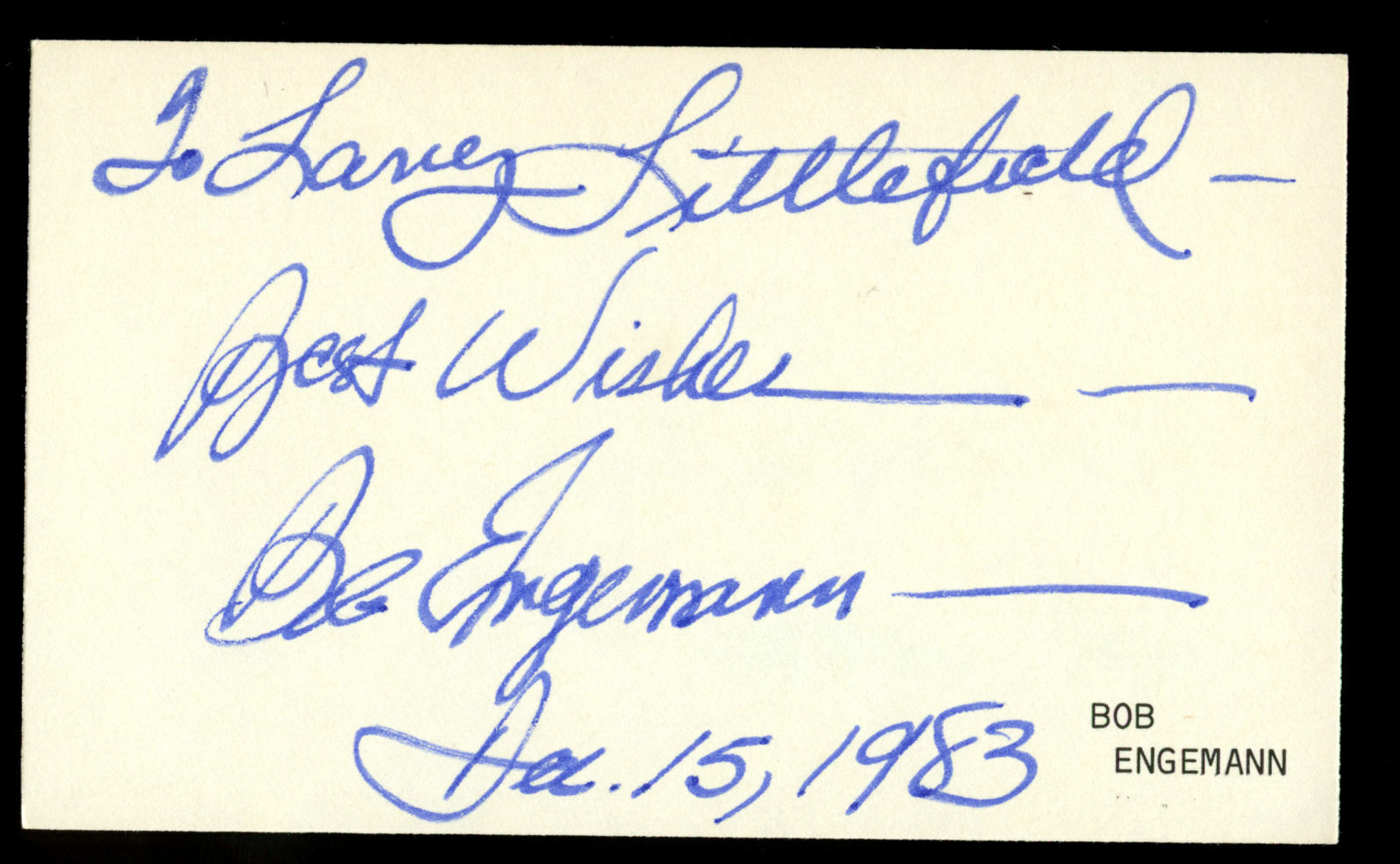 Bob Engemann (d2013) signed autograph 3x5 card Memeber of the Lettermen ...