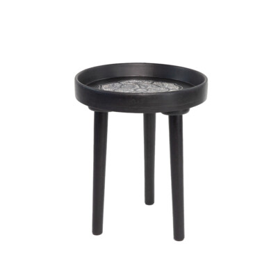 Rayell 46cm Carved Timber Top Bisque Side Table Home/Livingroom Decor ...