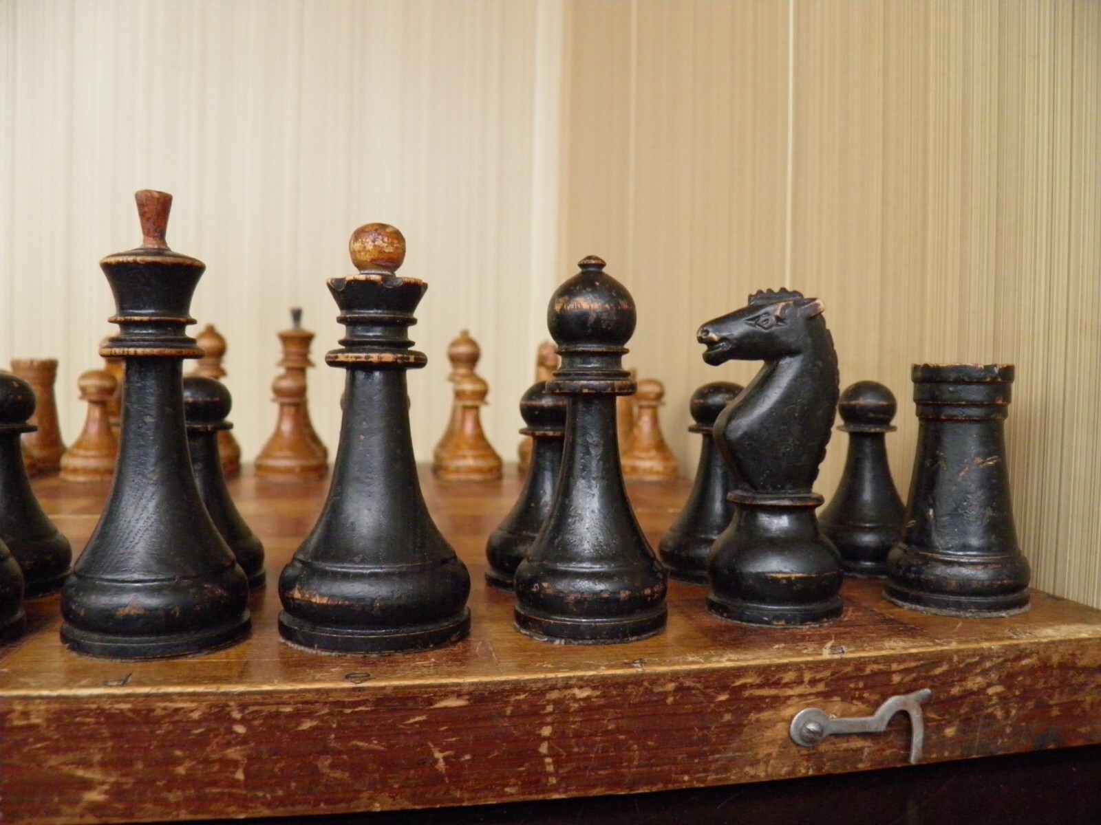 Vintage, Soviet, wooden chess set of the 40s. Chess. Old chess 1940 ...