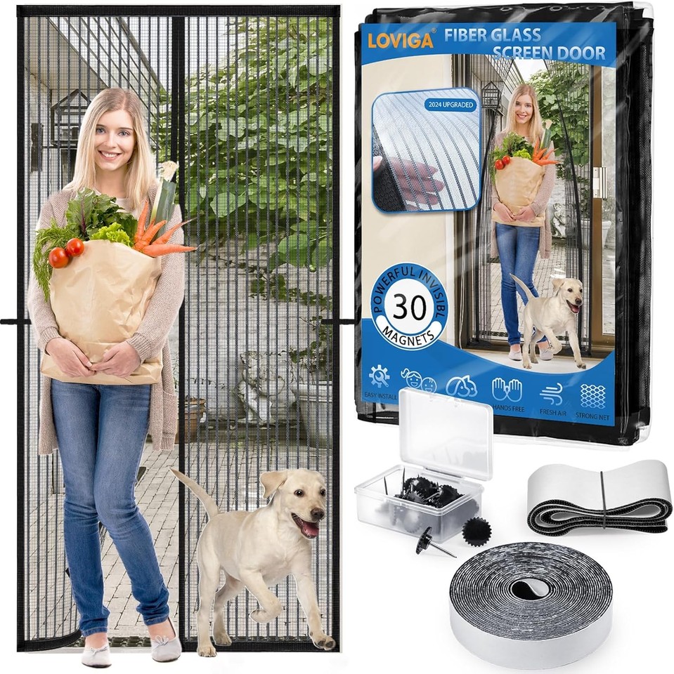 Heavy Duty Door Screen Magnetic Closure, LOVIGA Thickened Fiberglass ...