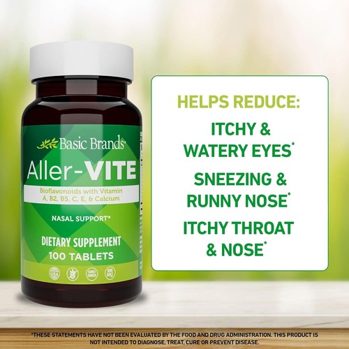 Basic Brands Aller-Vite - Natural Allergy Relief Tablets - Homeopathic ...