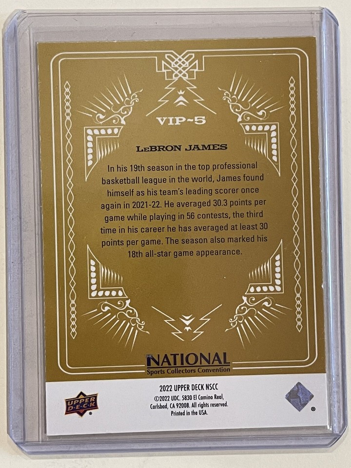 2022 Upper Deck NSCC Prominent Cuts LeBron James - VIP Promo Card VIP ...
