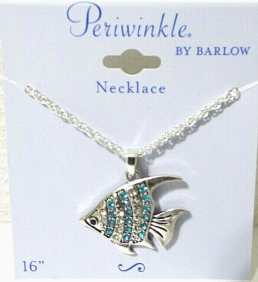 Periwinkle Fish 16" Necklace Blue Clear Shinestones Silver Color NWT | eBay