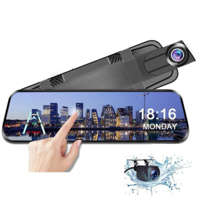 10 inch GPS Dual Lens Auto Dash Cam Rear View Mirror Backup Camera DVR ...