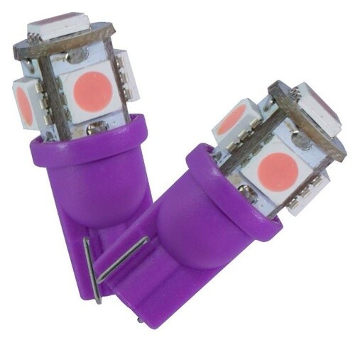 2 AMPOULES LED VIOLET AUTOLED T10 5 LEDs SMD W5W | eBay