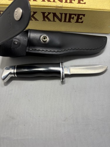 VINTAGE BUCK 116 CAPER KNIFE FIXED BLADE HUNTING KNIFE WITH LEATHER ...