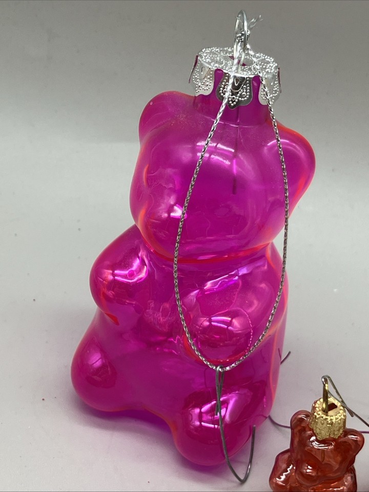HOBBY LOBBY GLASS GUMMY BEAR TREE ORNAMENTS HOT PINK & Small Bears | eBay