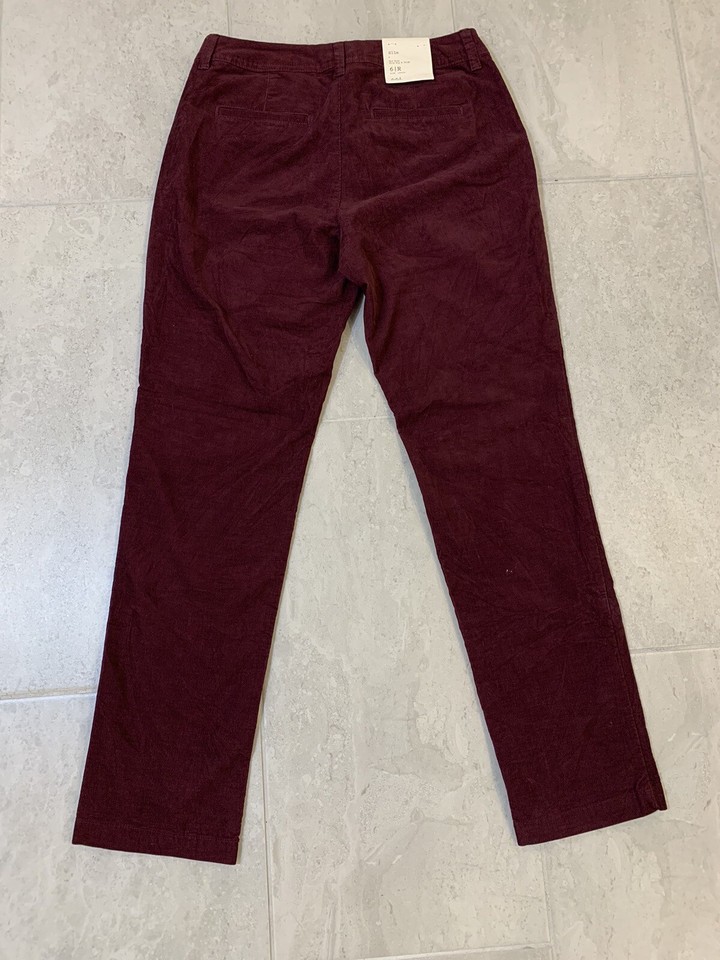 Women's 6 A New Day Slim Stretch Tapered Mid Rise Burgundy Corduroy ...