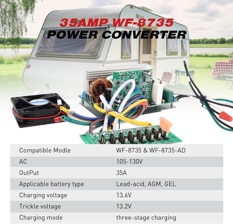 WFCO WF-8735-AD 600W 35A 105-130VAC CONVERTER MAIN BOARD ASSEMBLY *D20 ...