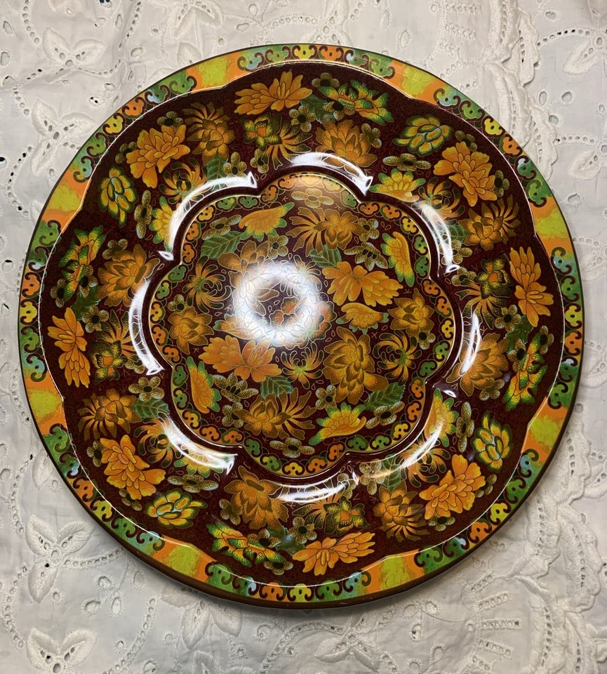 Vintage Daher Decorated Ware England Round Tin Bowl Orange Floral 10.25 ...