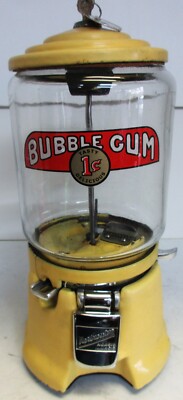 Northwestern 1c Yellow Porcelain Round Gumball Dispenser Model 33 Circa ...
