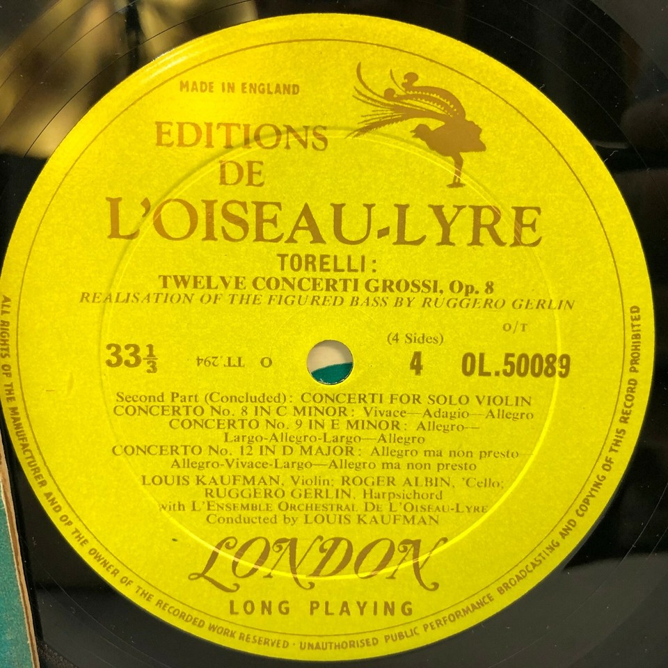 Giuseppe Torelli 1658-1708 Twelve Concerti Grossi Louis Kaufman LONDON ...