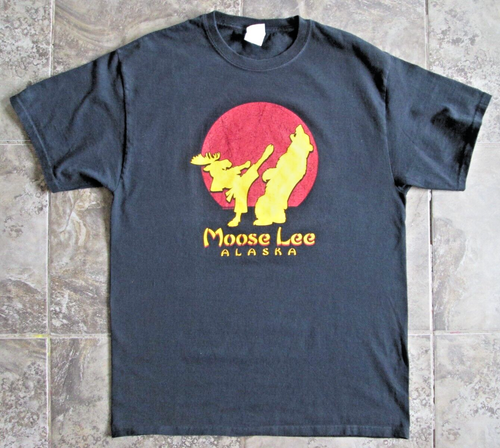 Moose Lee (Bruce) Alaska Shirt Large Souvenir Port & Co. Black Cotton ...