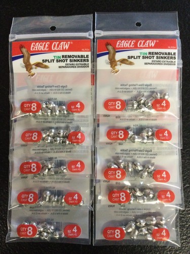 *Lot of 10* Eagle Claw Tin Removable Split Shot Sinkers (Size 4) 8ct ...