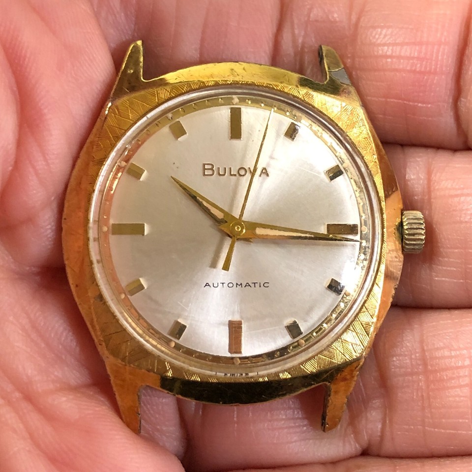 Vintage 1968 Bulova Men Clipper Gold EP Textured Bezel Automatic Watch ...