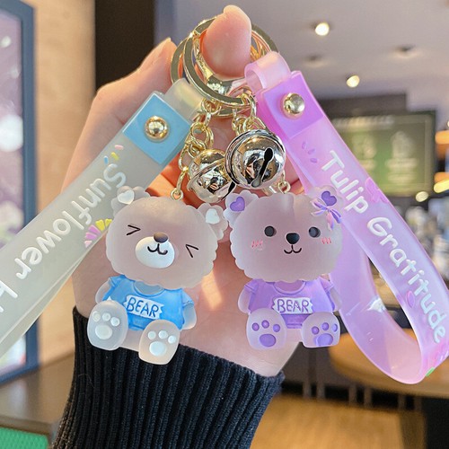 NEW Cartoon Cute Jelly Bear Keychain Acrylic Doll Bag Pendant Ornament ...