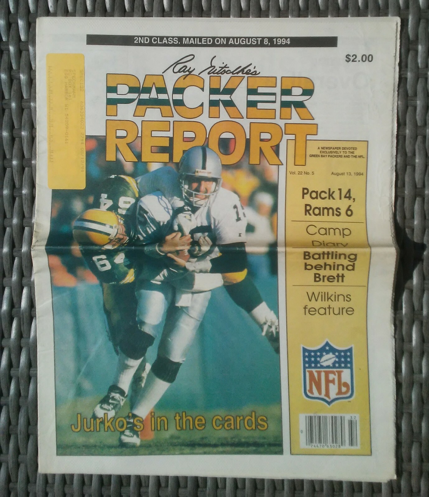Green Bay Packers NFL Ray Nitschke's Packer Report Vol.22,no.#5 ...
