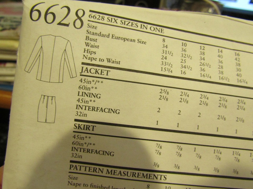 6628 New Look SEWING Pattern UNCUT Misses 8-18 jacket straight skirt | eBay