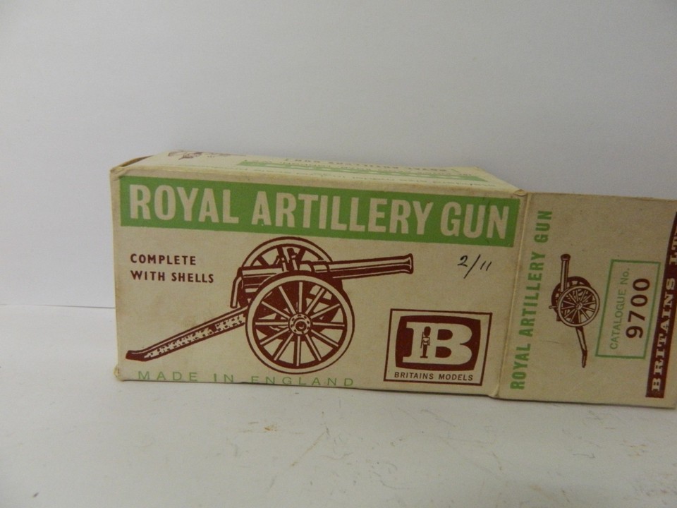 VINTAGE BRITAINS LEAD SOLDIERS ROYAL ARTILLERY GUN 9700 CANNON MIB ...