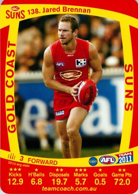 2011 GOLD COAST SUNS AFL Card JARED BRENNAN Teamcoach | eBay Australia